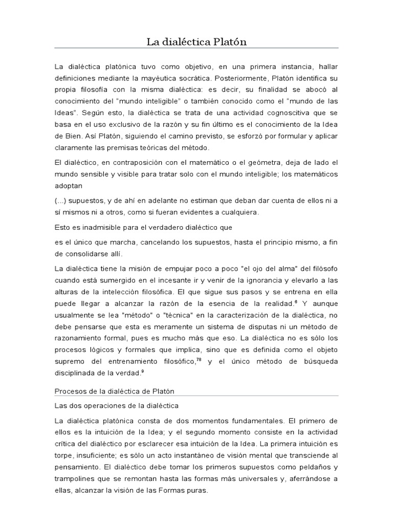 La Dialéctica Platón Pdf Dialéctico Platón