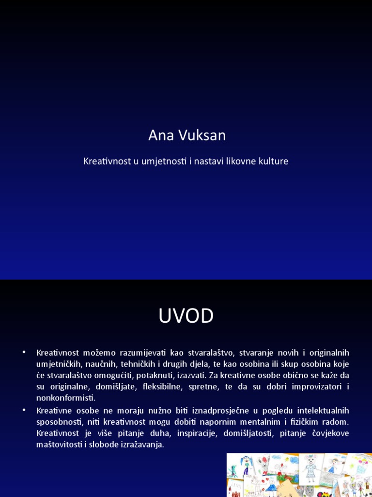 Ana Vuksan 2018 Kreativnost U Umjetnosti I Nastavi Likovne Kulture | PDF