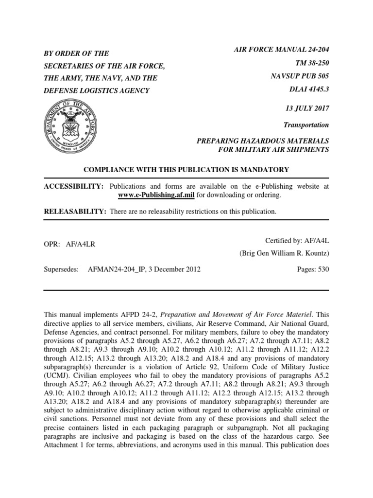 Afman24-204 13 JULY 2017 | PDF | Dangerous Goods | Cargo