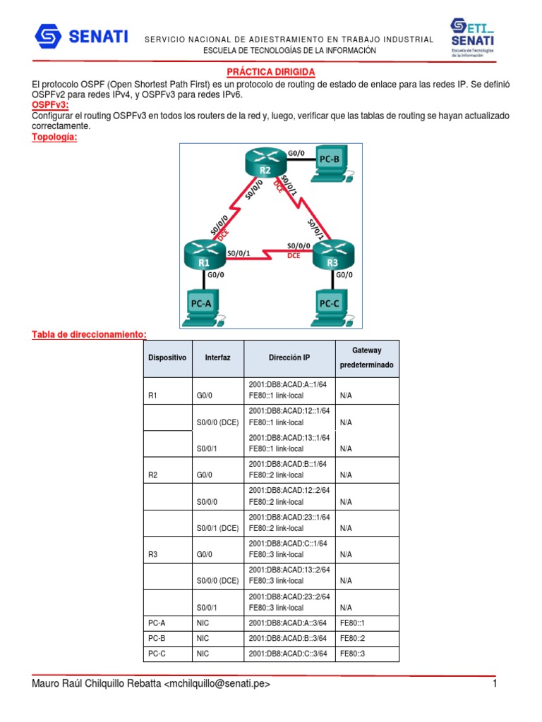 PRACTICA DIRIGIDA OSPF Ipv6 | PDF | Yo Pv6 | Enrutador (Computación)