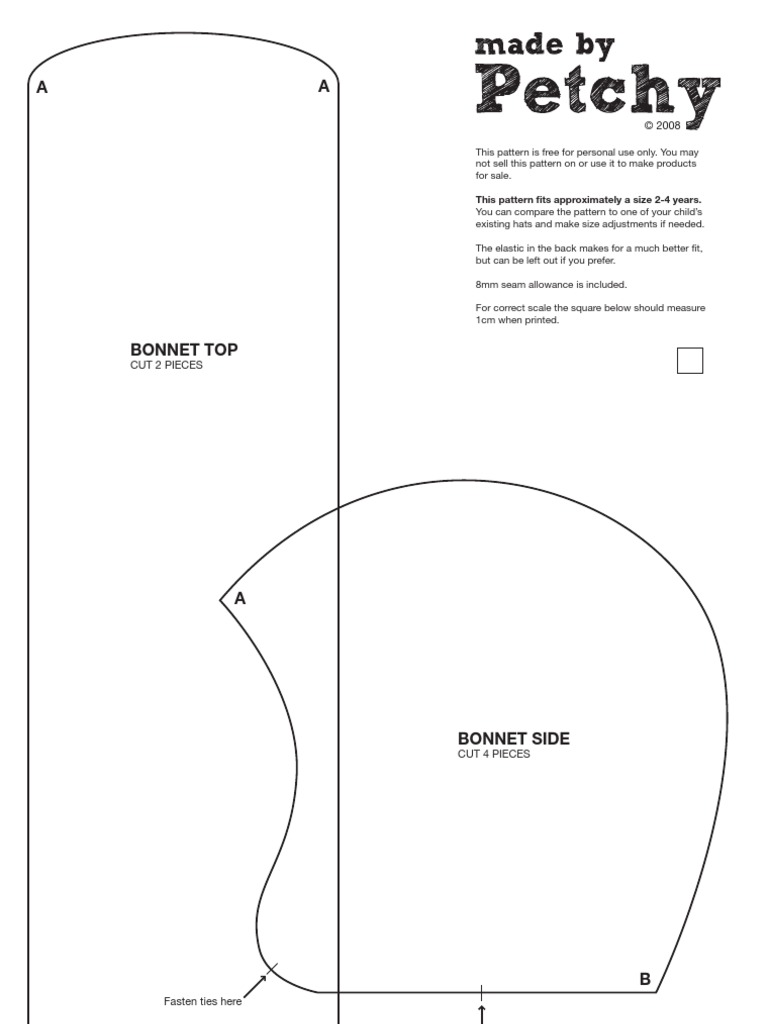 Sewing Pattern: Toddler Bonnet/hat | PDF