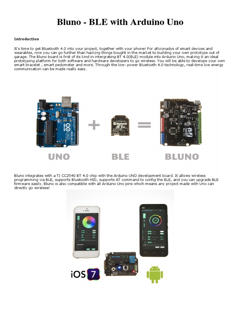 Bluno - BLE With Arduino Uno | PDF | Arduino | Bluetooth