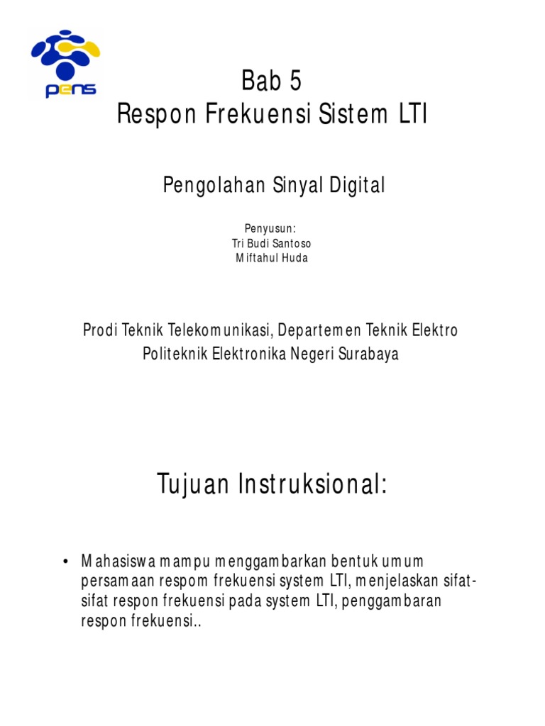 Modul - Ajar - DSP - 2020-Bab - 05-Respon Frekuensi Sistem LTI PDF | PDF