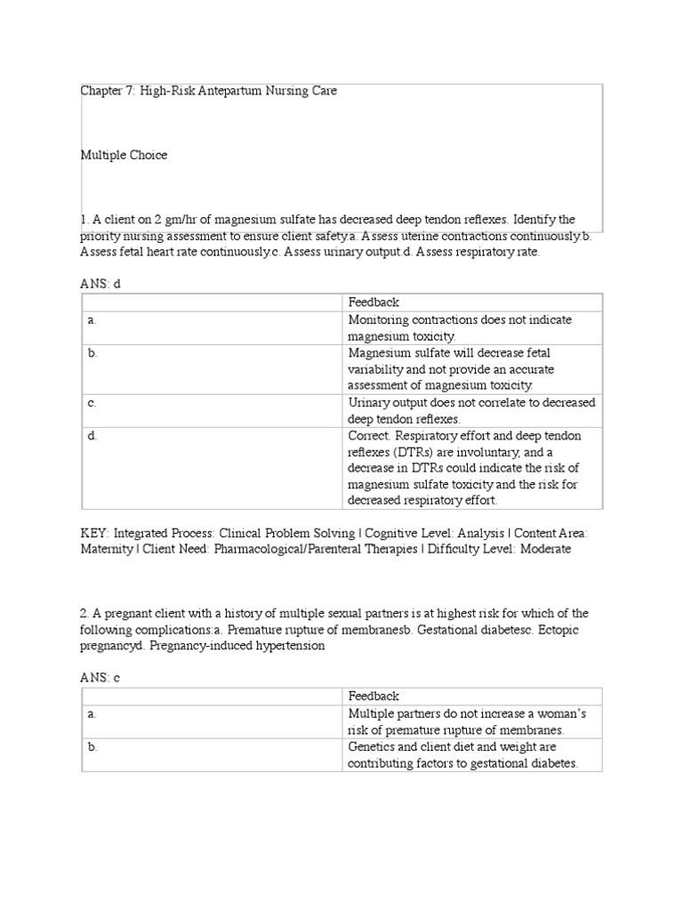 Quiz 5 Test Bank | PDF | Childbirth | Preterm Birth