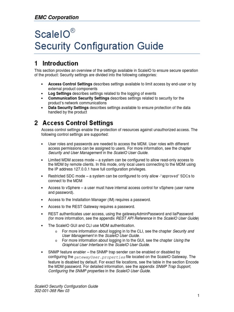 EMC ScaleIO Best Practices - Security | PDF | Computers | Technology & Engineering