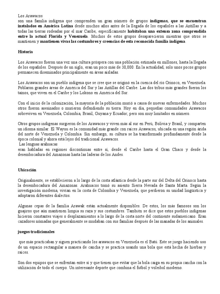 Los Arawacos | PDF | Pueblos Indígenas de las Américas | America latina