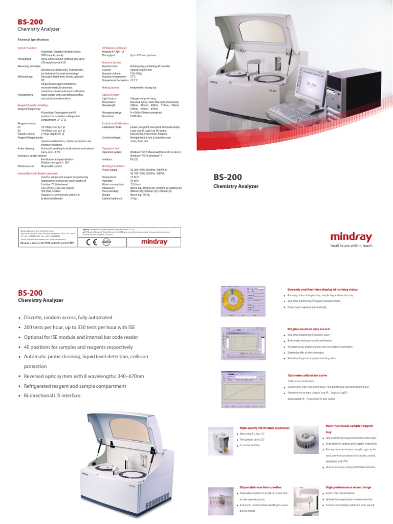 BS-200 Brochura EN | PDF | Spectrophotometry | Alanine Transaminase