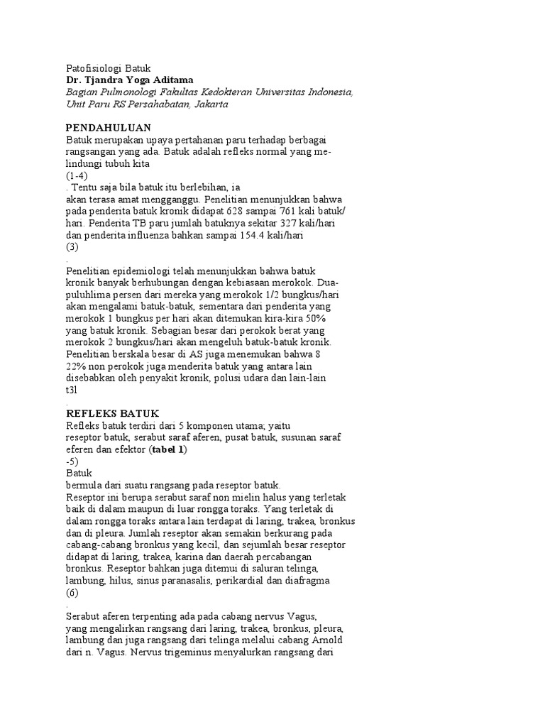 Patofisiologi Batuk | PDF | Kesehatan Holistik | Sains & Matematika