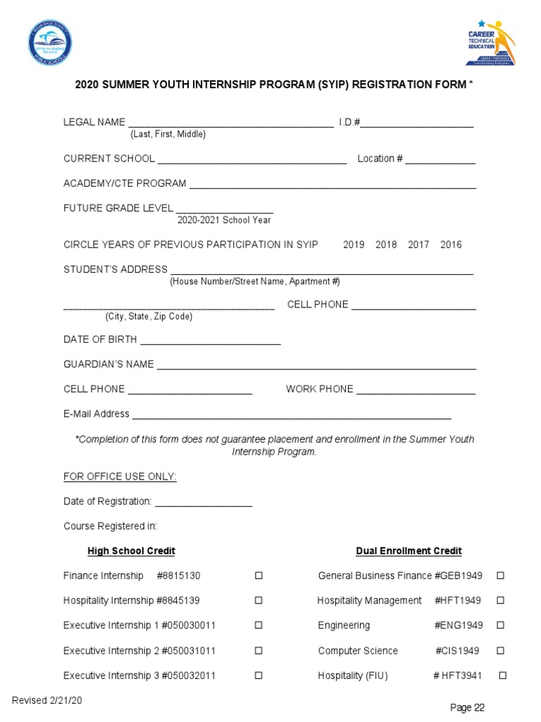 Summer School Registration Form | PDF