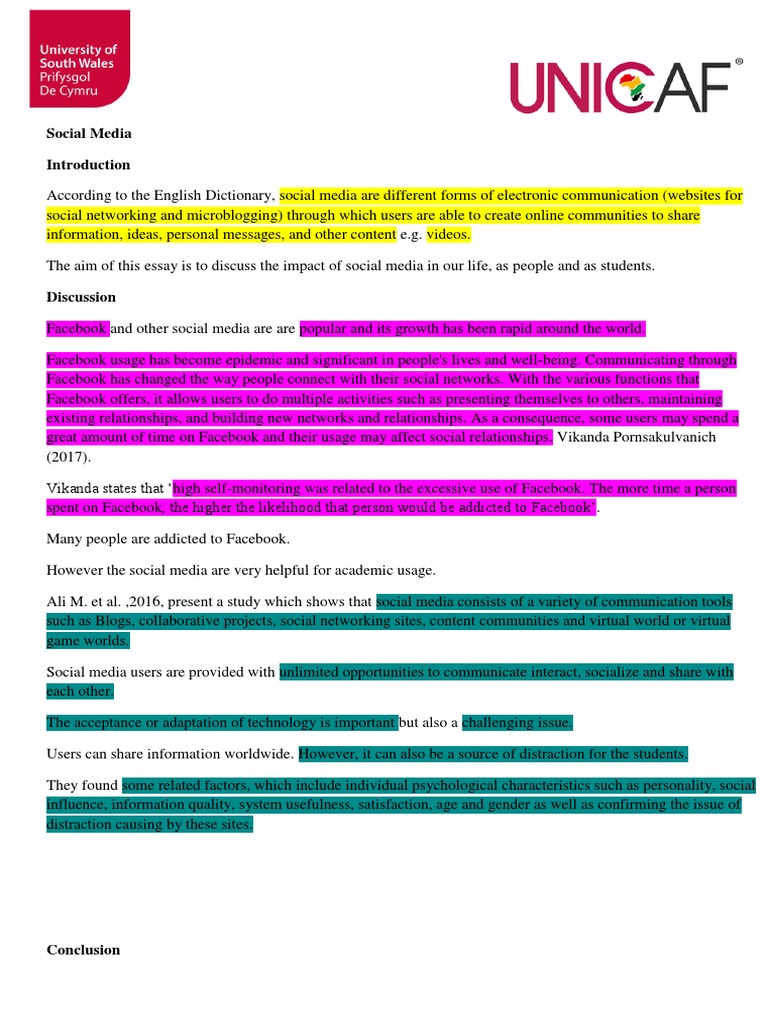 Bad Essay Example | PDF | Media (Communication) | Social Media