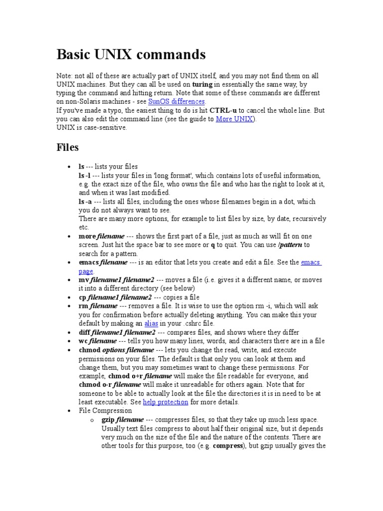 Basic UNIX Commands | PDF