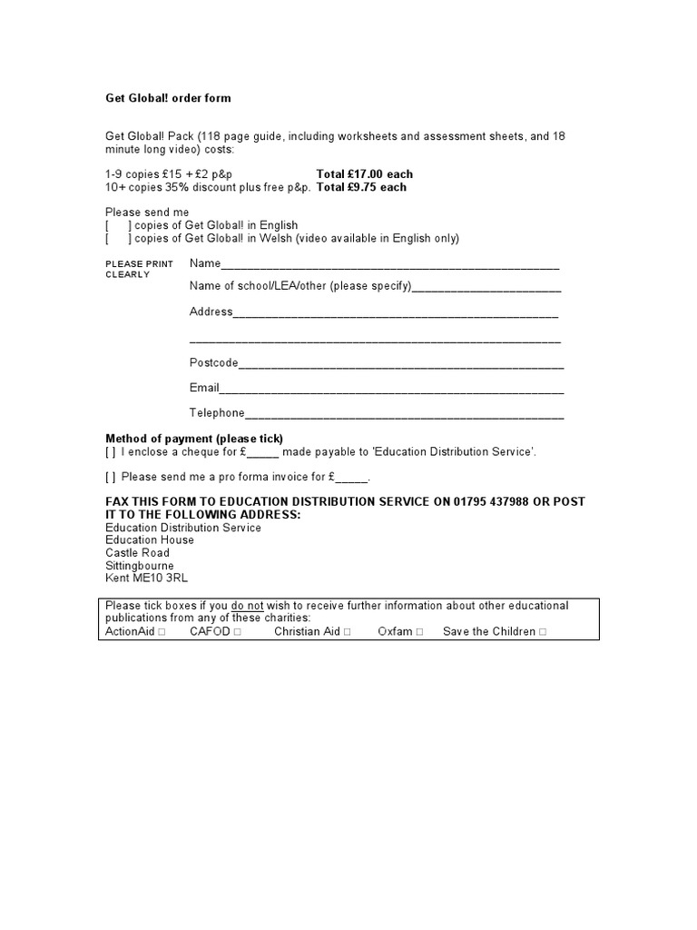 Get Global! Order Form and Pricing | PDF | Business | Finance & Money ...