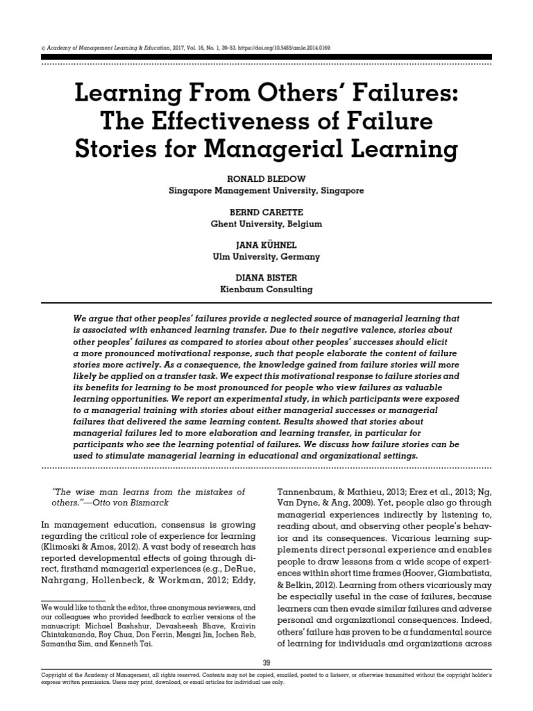 Learning From Others Failures PDF | PDF | Dependent And Independent ...