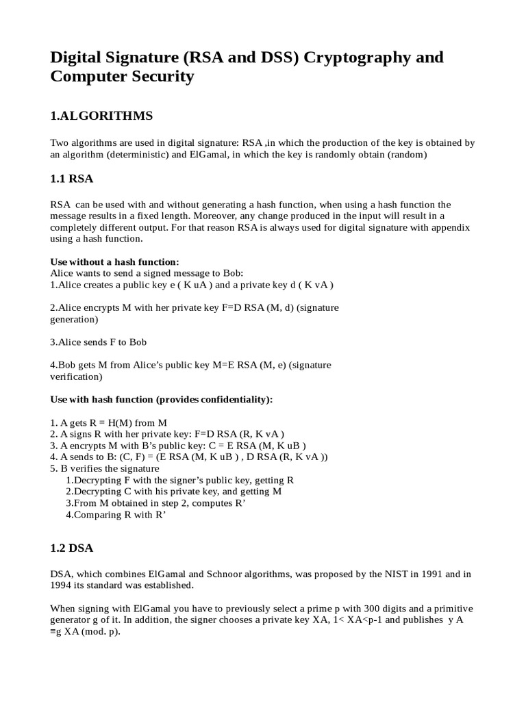 Digital Signature | PDF | Key (Cryptography) | Public Key Cryptography