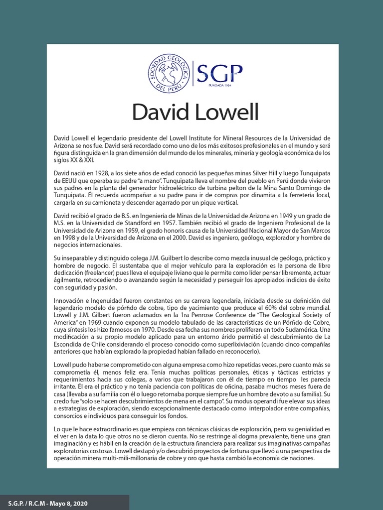 David Lowell | PDF | Minería | Minerales