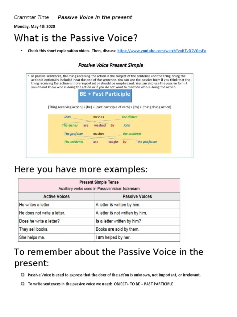 Passive Voice in Present Explained | PDF