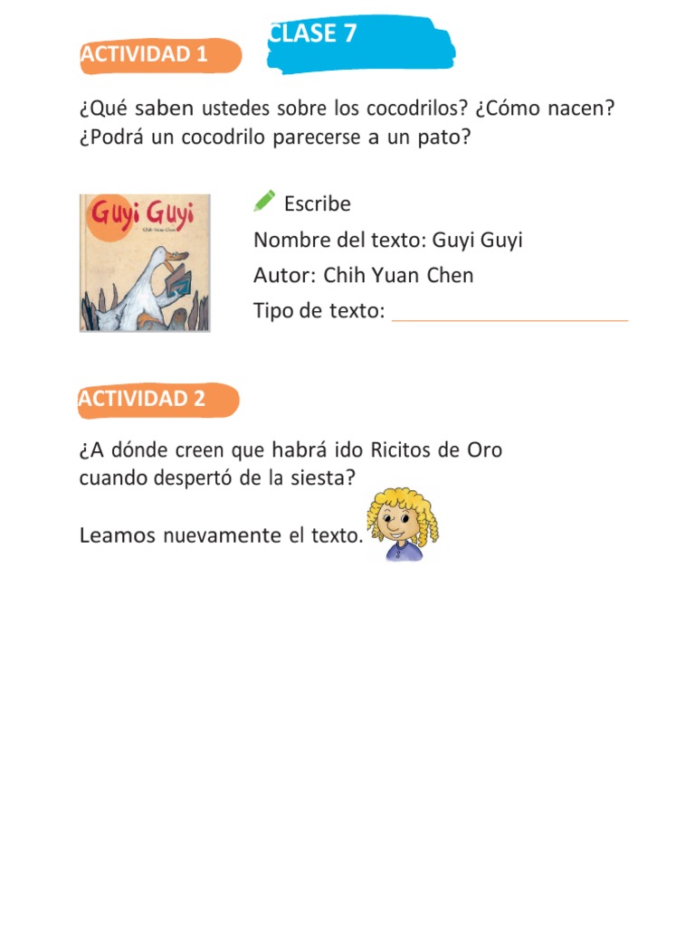 Comprension Lectora Parte 2 Ricitos de Oro | PDF