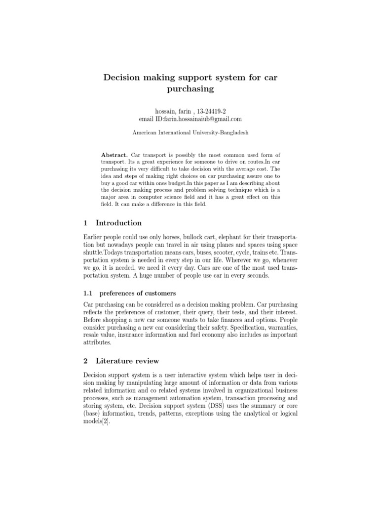 Decision Making Support System For Car Purchasing | PDF | Artificial ... Decision Making Support System For Car Purchasing | PDF | Artificial ...