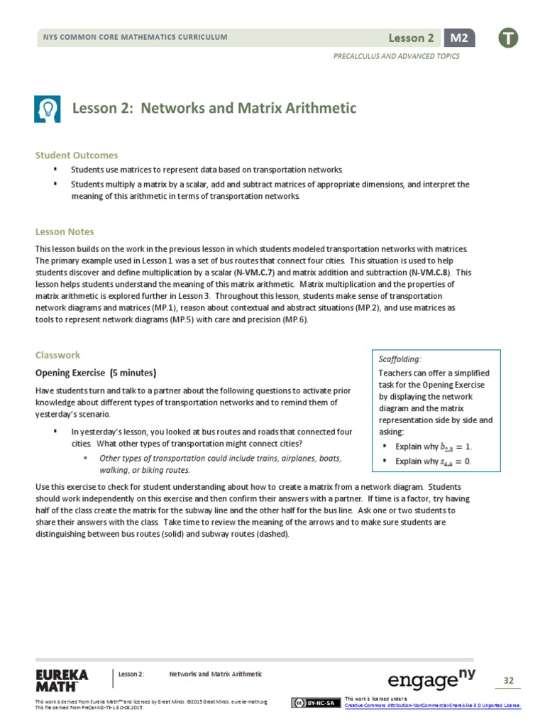 Precalculus m2 Topic A Lesson 2 Teacher PDF | PDF | Matrix (Mathematics ...