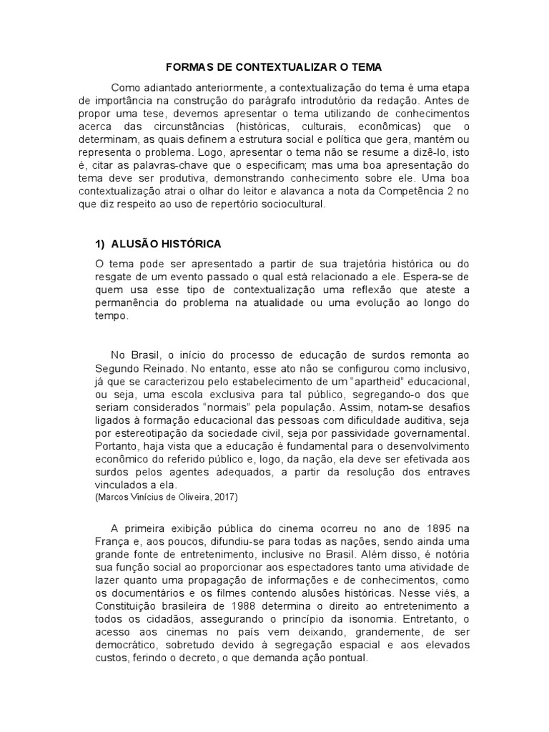 Formas de Contextualizar o Tema | PDF | Brasil | Economia