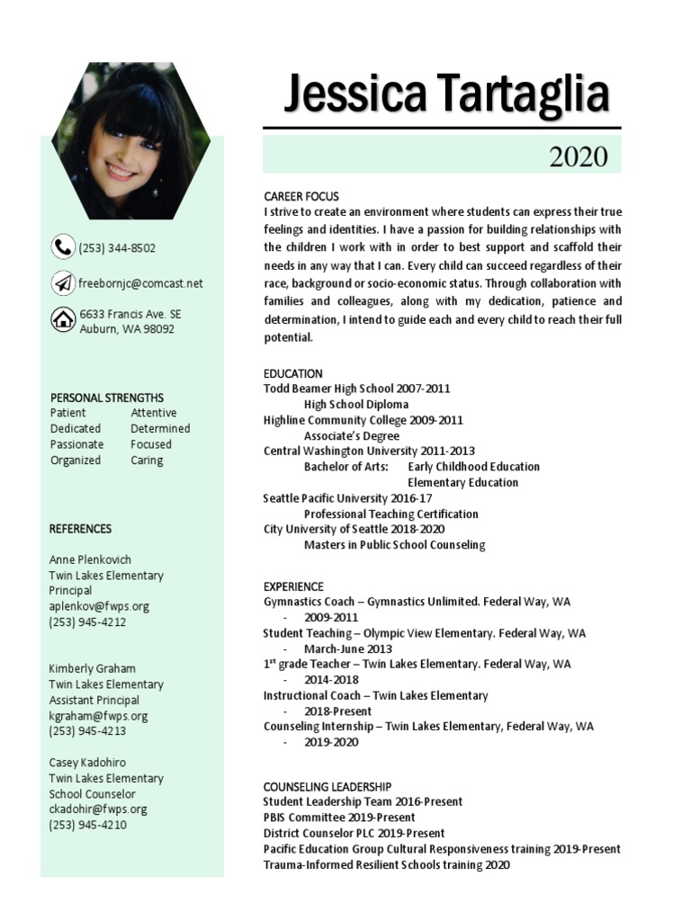 JT Resume 2020 | PDF | School Counselor | Teaching