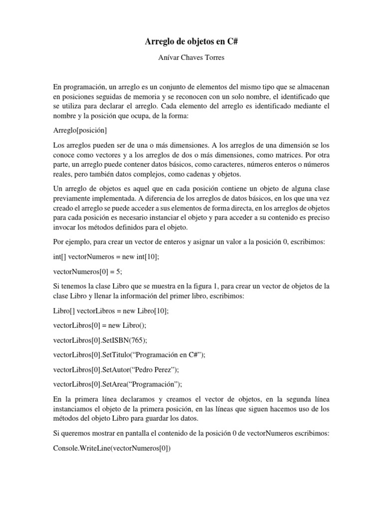 Arreglos de Objetos en C# 2020 | PDF | Estructura de datos de matriz ...
