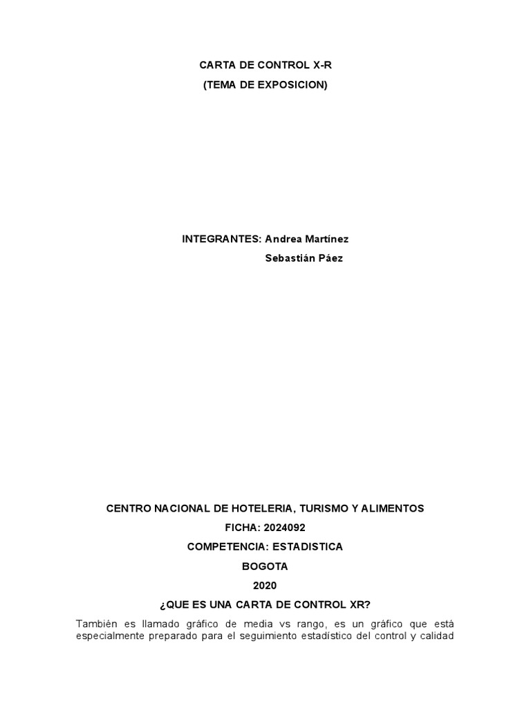 Carta X-R | PDF | Diferencia | Estadísticas