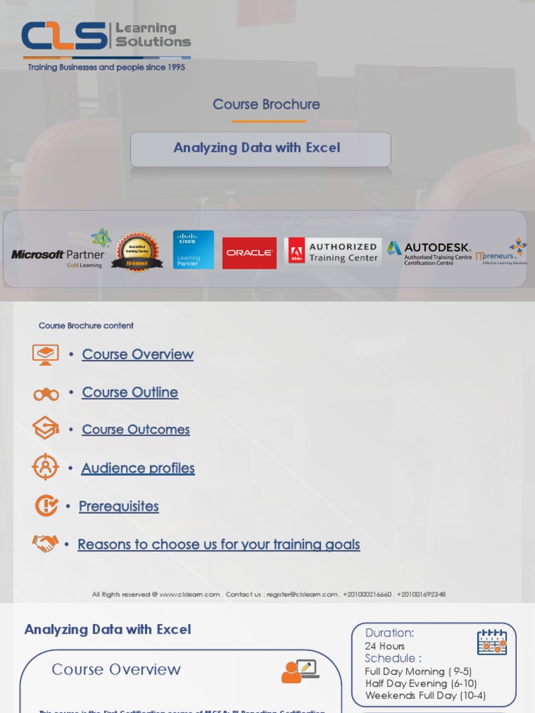 Cls Analyzing Data With Excel Course Brochure Pdf Pdf Microsoft Excel Databases