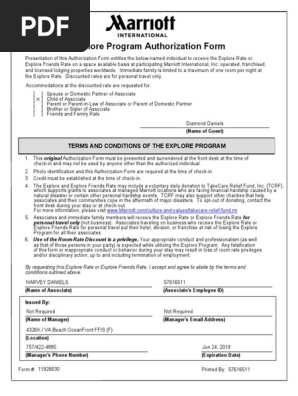 Marriott Explore Rate Authorization Form 2023 - Printable Forms Free Online
