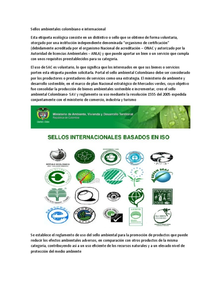 Sellos Ambientales Colombiano e Internacional | PDF | Sustentabilidad ...