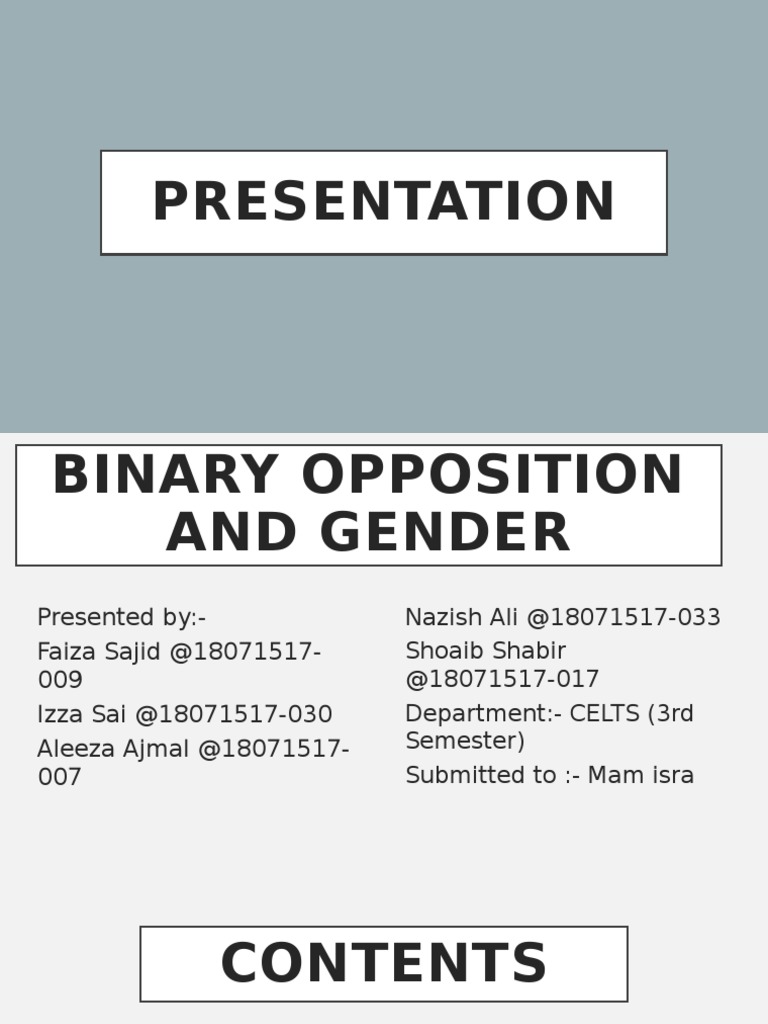 Binary Opposition and Gender | PDF | Gender | Gender Studies