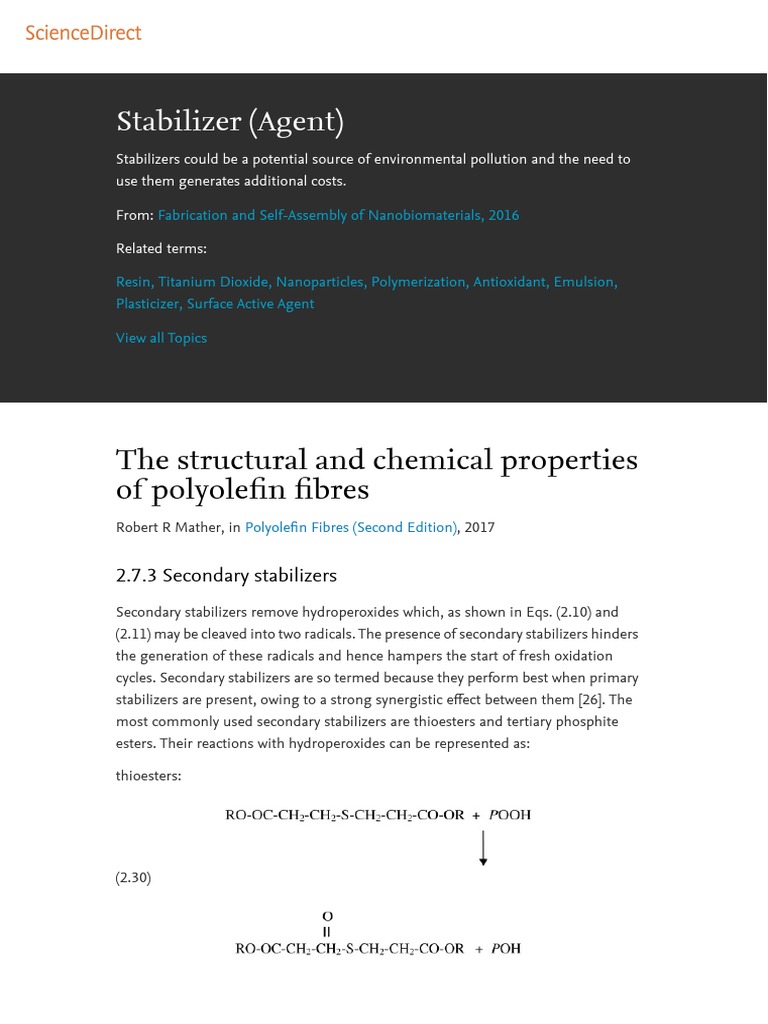 Stabilizer (Agent) : The Structural and Chemical Properties of ...
