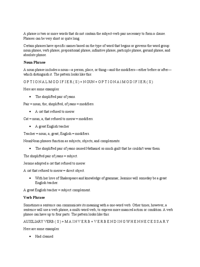 Phrase Assignment | PDF | Verb | Phrase