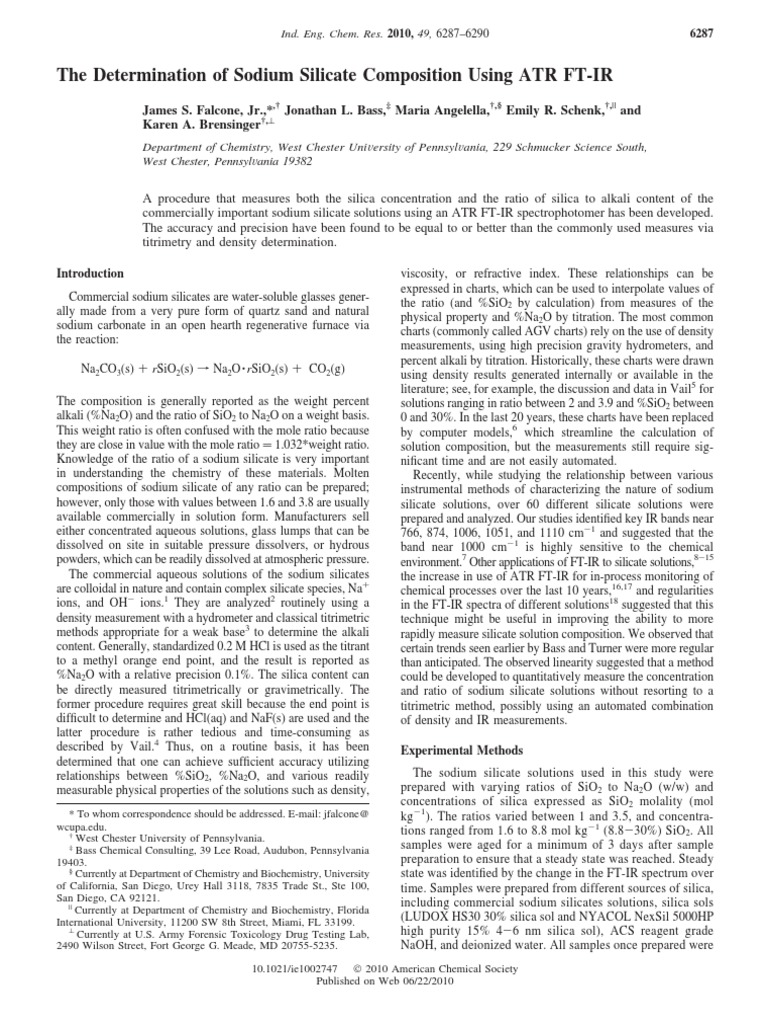 FT-IR Silicate de Sodium | Download Free PDF | Silicon Dioxide | Chemistry
