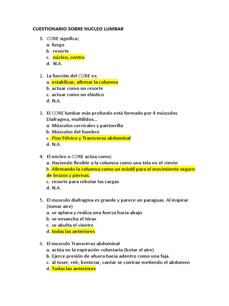 Cuestionario CORE | PDF