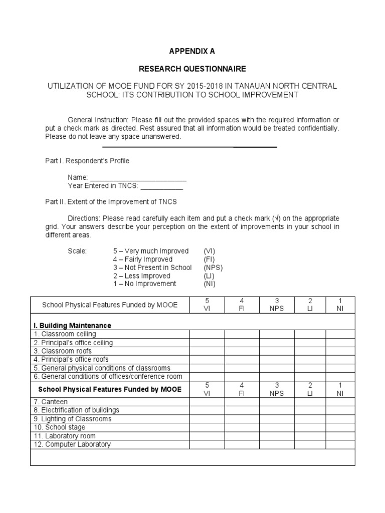 Utilization of Mooe Fund For Sy 2015-2018 in Tanauan North Central ...