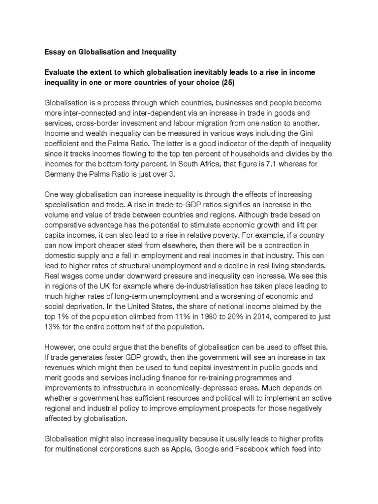 Essay On Globalisation and Inequality PDF | PDF | Economic Inequality ...