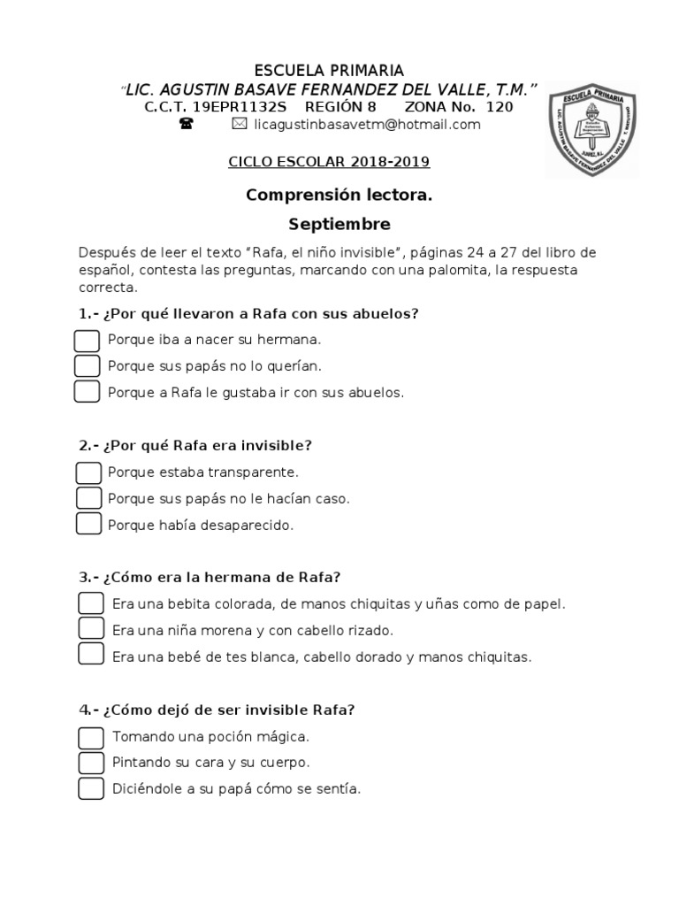 Comprensión Lectora, Septiembre | PDF
