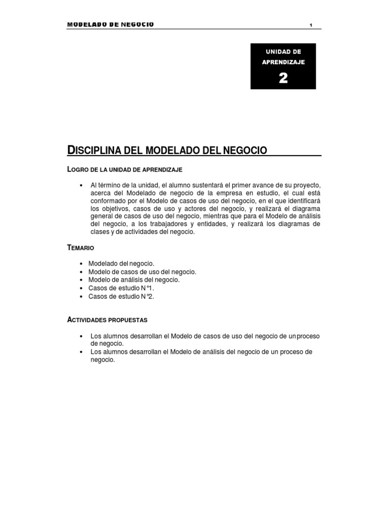 Semana3 - Laboratorio 2 - Modelado Del Negocio | PDF | Caso de uso | Procesos de negocio