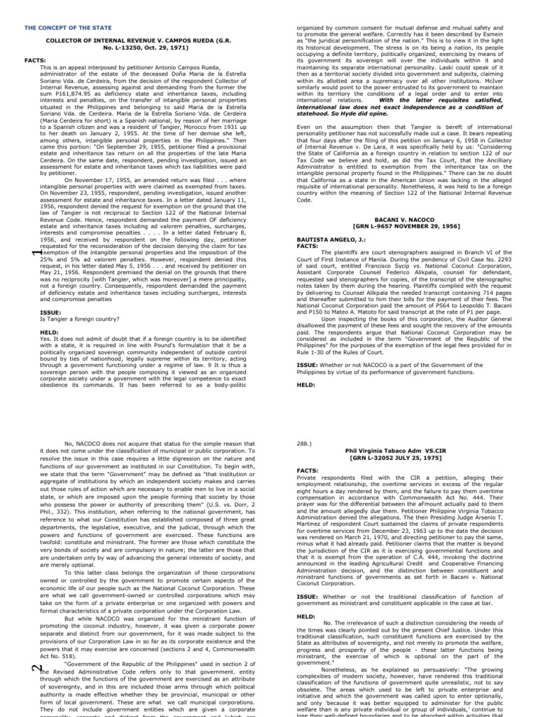 Concept of State Digested Cases | PDF | Sovereignty | Military Occupation