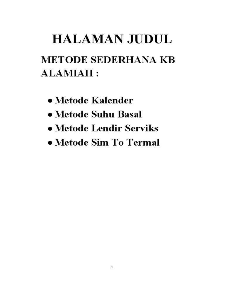 Makalah Metode Sederhana KB Alamiah 1 | PDF