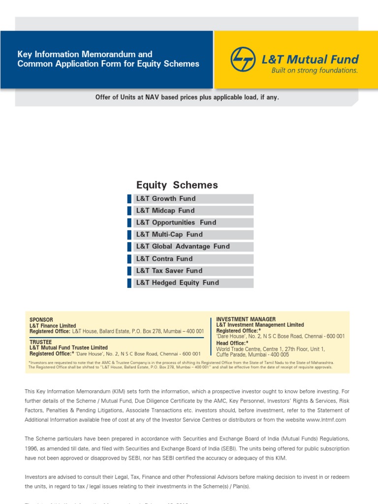 L&T Mutual Fund Form | PDF