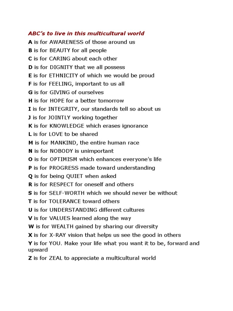 ABCs of Embracing Multiculturalism | PDF