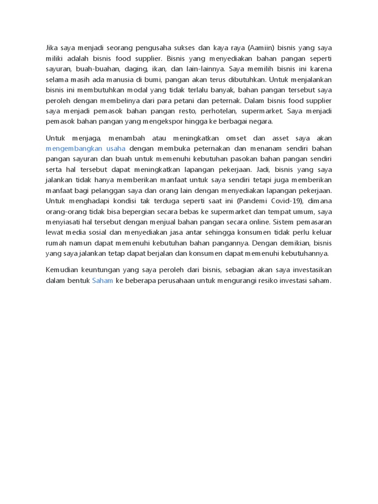 Rencana Bisnis Food Supplier Sukses | PDF