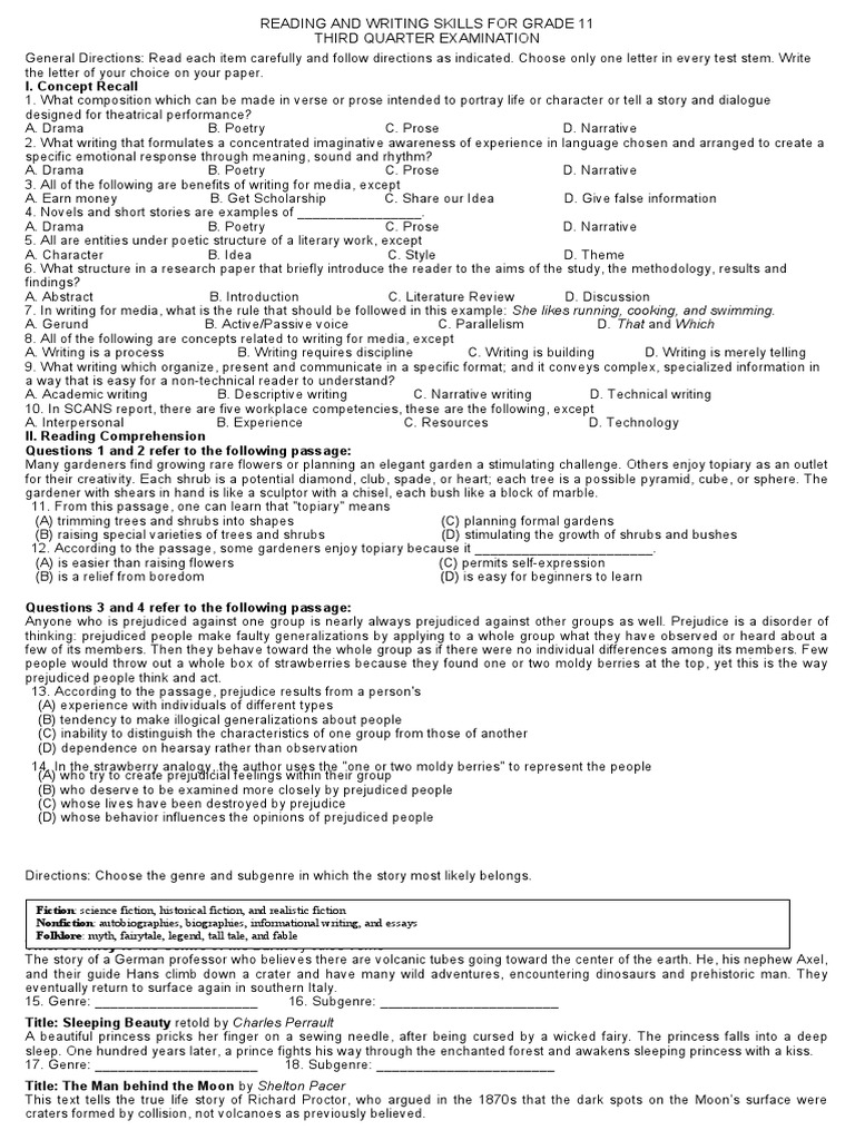 Reading and Writing 11 | PDF | Narrative | Poetry