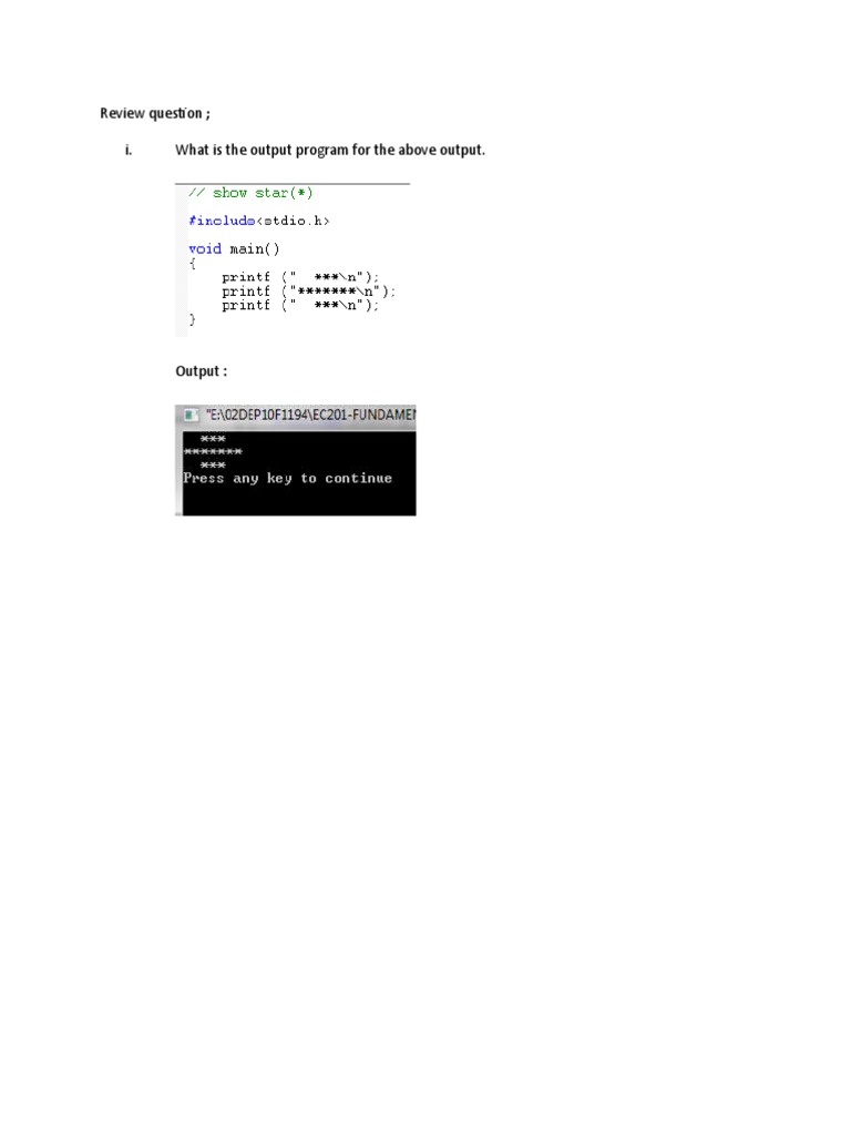 Output Program Review Question | PDF