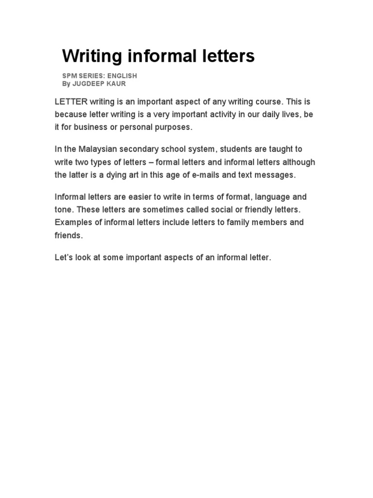 Writing An Informal Letters | PDF | Homework | Teachers