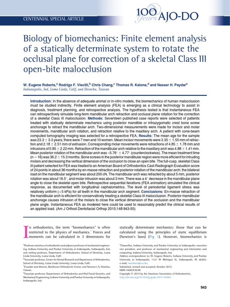 Biology of Biomechanics - Finite Element Analysis of A Statically ...