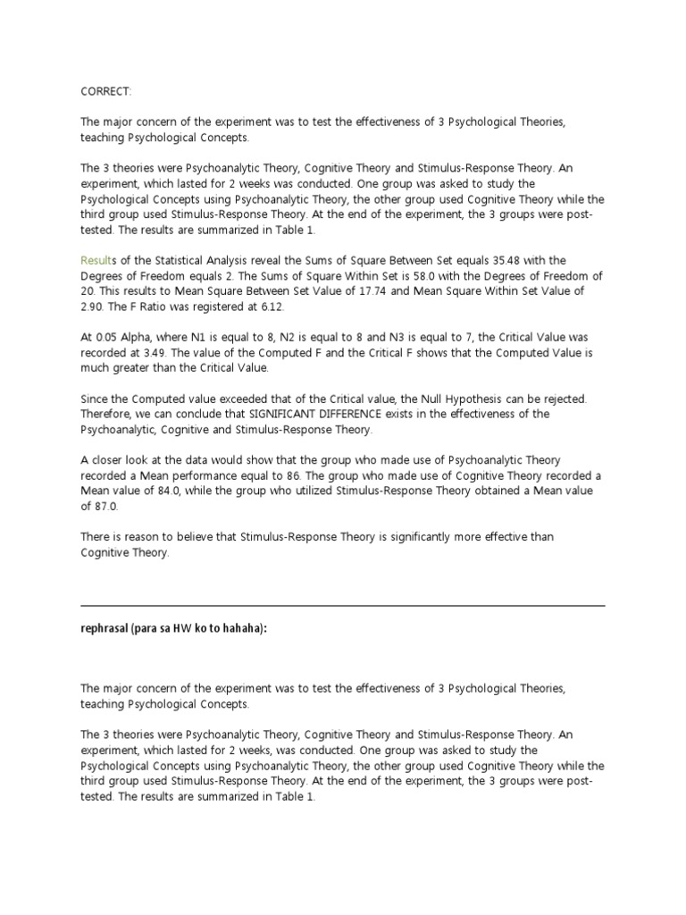 ANOVA Interpretation Format | PDF | Degrees Of Freedom (Statistics ...