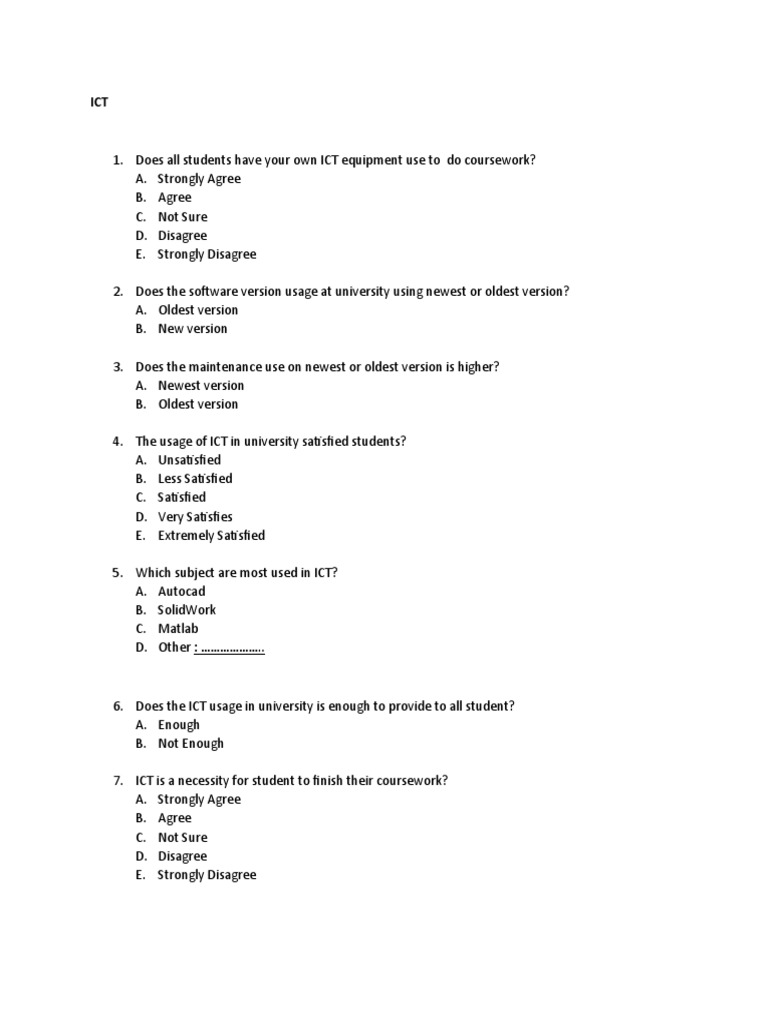 ICT Questionnaire | PDF